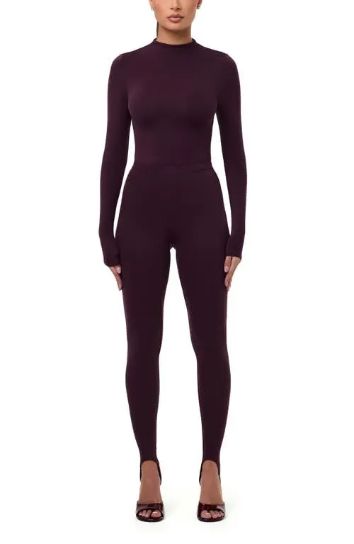 Naked Wardrobe Naked Stirrup Leggings - Dark Plum