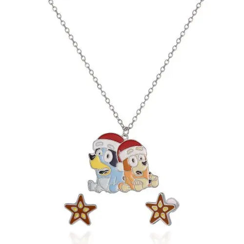 BLUEY Holiday Necklace And Star Stud Earring Set - Multi