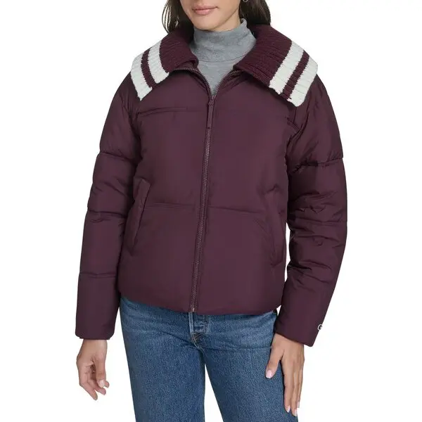 Champion Shawl Collar Puffer Jacket - Burgundy