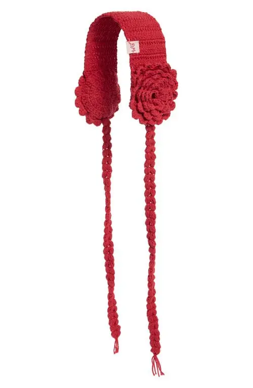 DAMSON MADDER Wool Crochet Earmuffs - Red