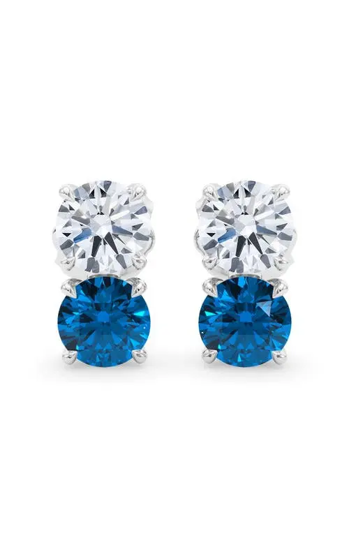 HAUTECARAT Lab Grown Diamond And Sapphire Earrings - White Gold/sapphire