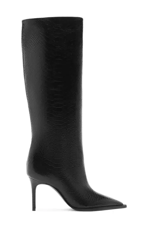 Schutz Mary Up Snakeskin Embossed Knee High Boots