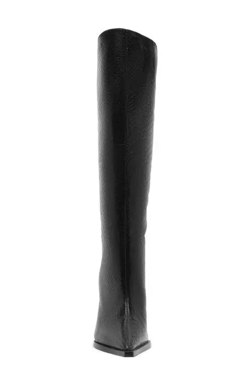 Schutz Mary Up Snakeskin Embossed Knee High Boots