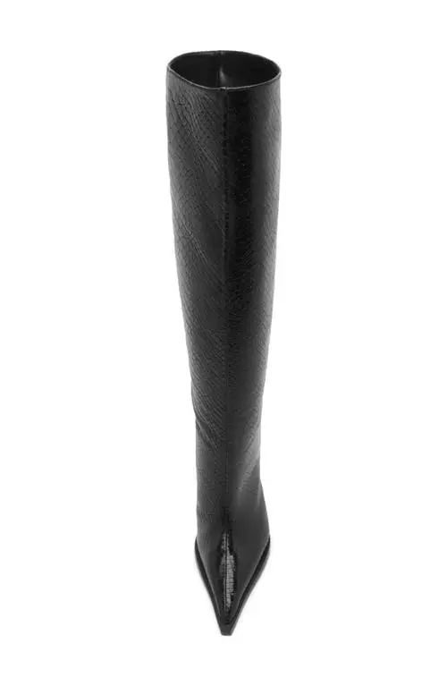 Schutz Mary Up Snakeskin Embossed Knee High Boots