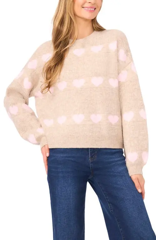 CECE DUPRAZ Heart Jacquard Crewneck Sweater - Oatmeal