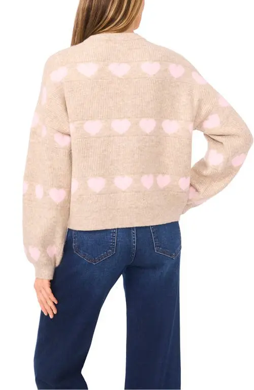 CECE DUPRAZ Heart Jacquard Crewneck Sweater - Oatmeal