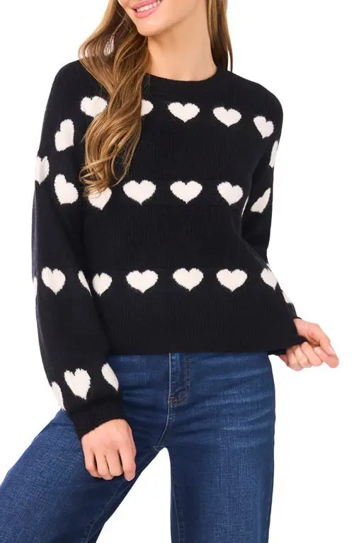 CECE DUPRAZ Heart Jacquard Crewneck Sweater - Rich Black