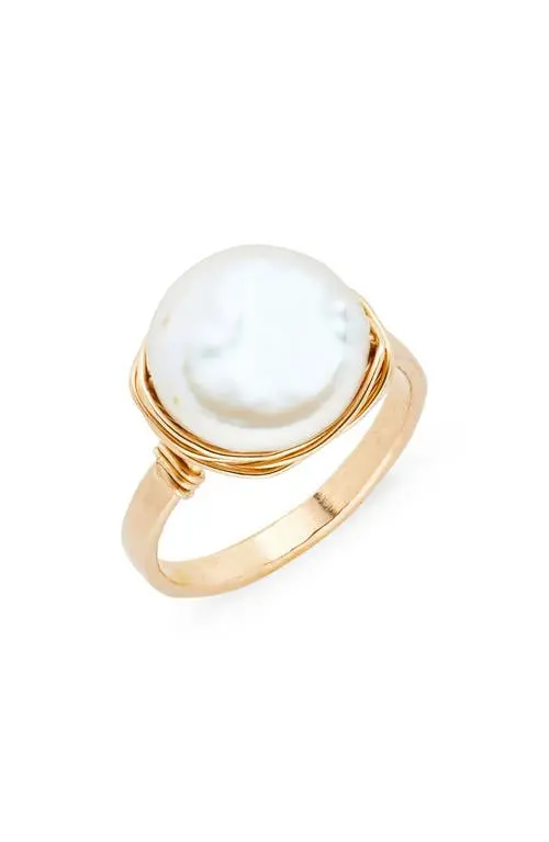 NASHELLE Semiprecious Stone Wire-wrapped Ring - Gold Fill/pearl