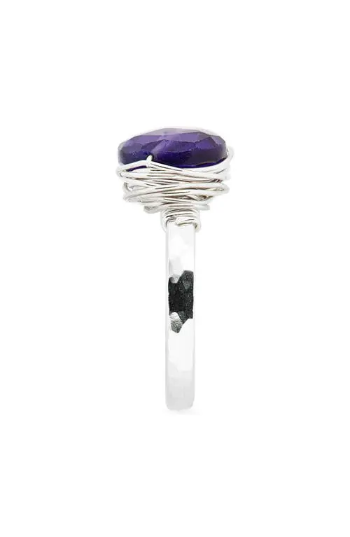 NASHELLE Semiprecious Stone Wire-wrapped Ring - Sterling Silver/amethyst