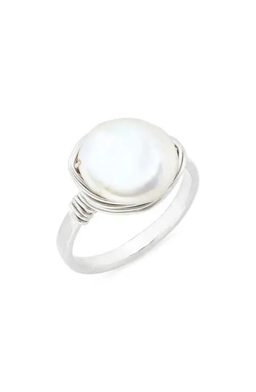NASHELLE Semiprecious Stone Wire-wrapped Ring - Sterling Silver/pearl