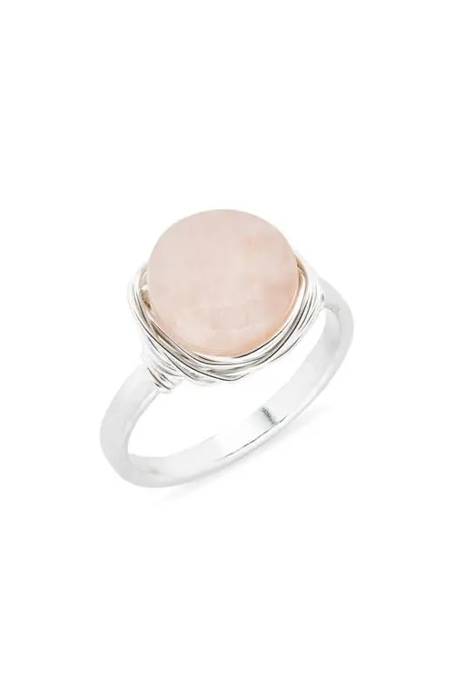 NASHELLE Semiprecious Stone Wire-wrapped Ring - Sterling Silver/pink Quartz