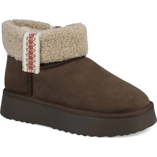 Mia Iceland Faux Shearling Platform Bootie - Chocolate