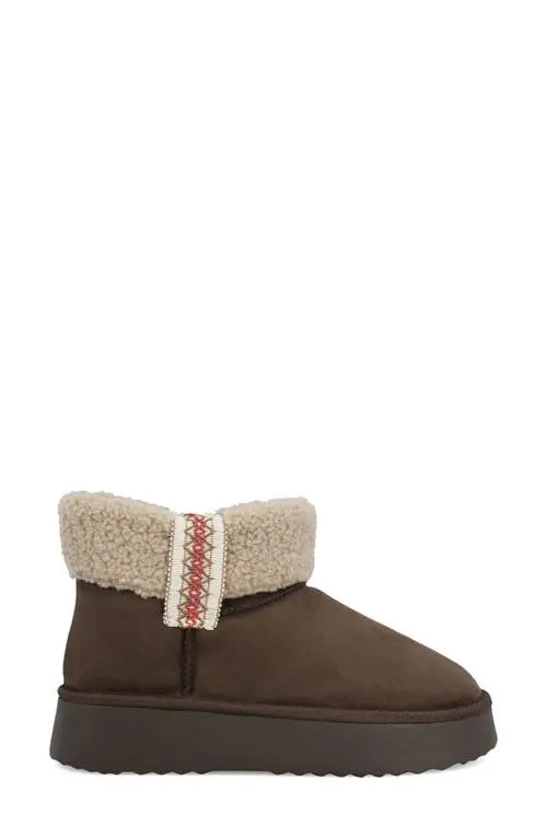 Mia Iceland Faux Shearling Platform Bootie - Chocolate