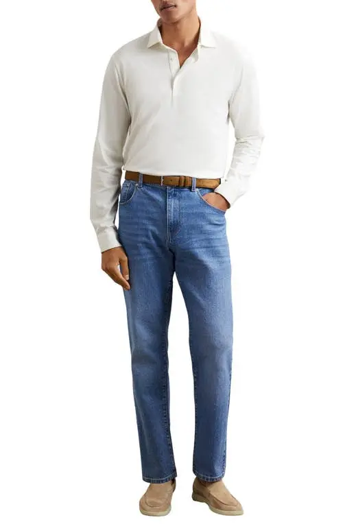 REISS Portofino Long Sleeve Supima® Cotton Polo