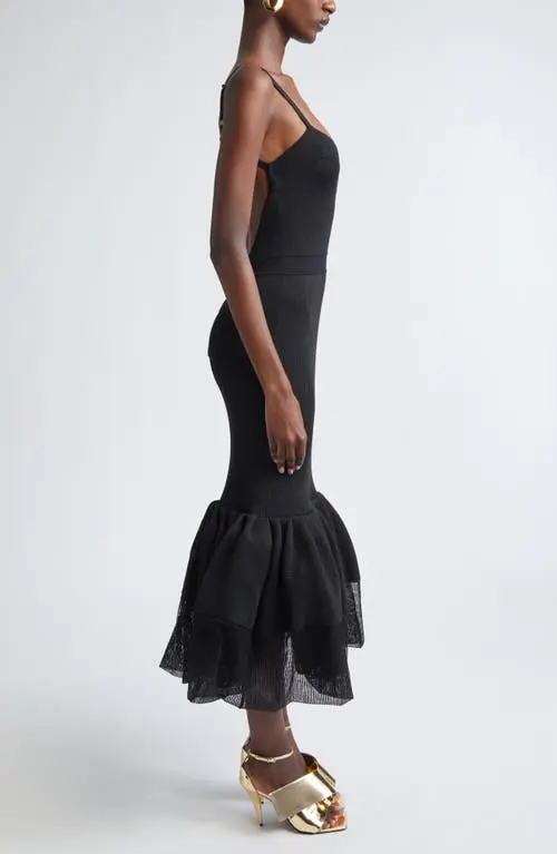 Givenchy Ruffle Hem Ribbed Body-con Tank Dress