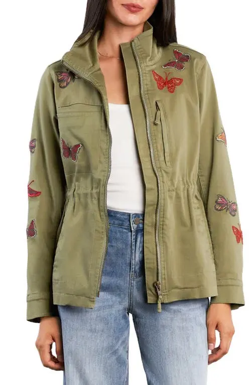 BILLY T Rider Embroidered Utility Jacket - Tree Green