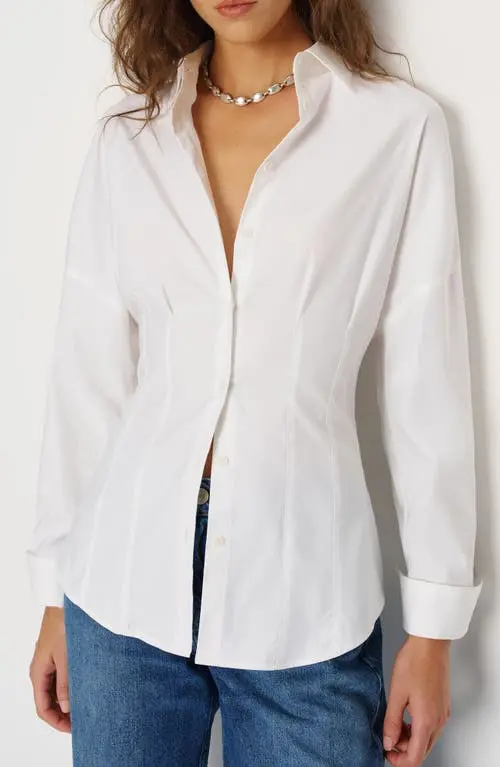 REFORMATION Vanta Stretch Poplin Button-up Shirt - Bright White