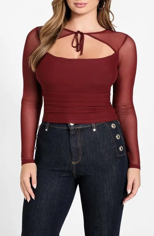 Guess Lauryn Long Sleeve Mesh Crop Top - F57f-mediu