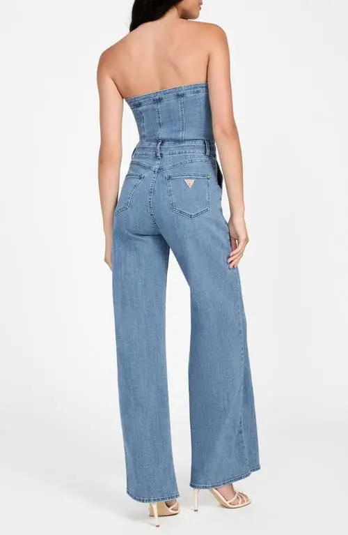Guess Strapless Denim Jumpsuit