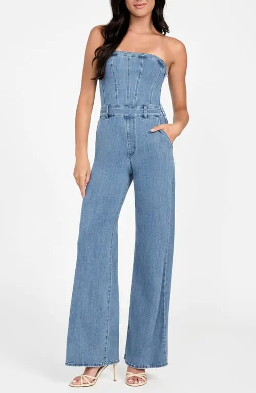 Guess Strapless Denim Jumpsuit