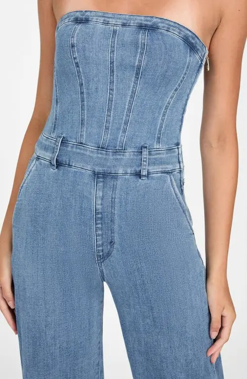 Guess Strapless Denim Jumpsuit
