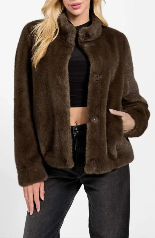 Guess Faux Fur Zip Up Jacket