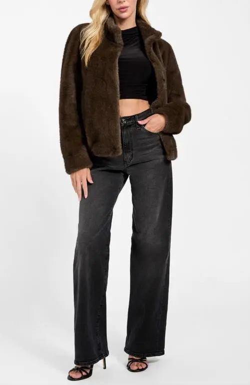 Guess Faux Fur Zip Up Jacket
