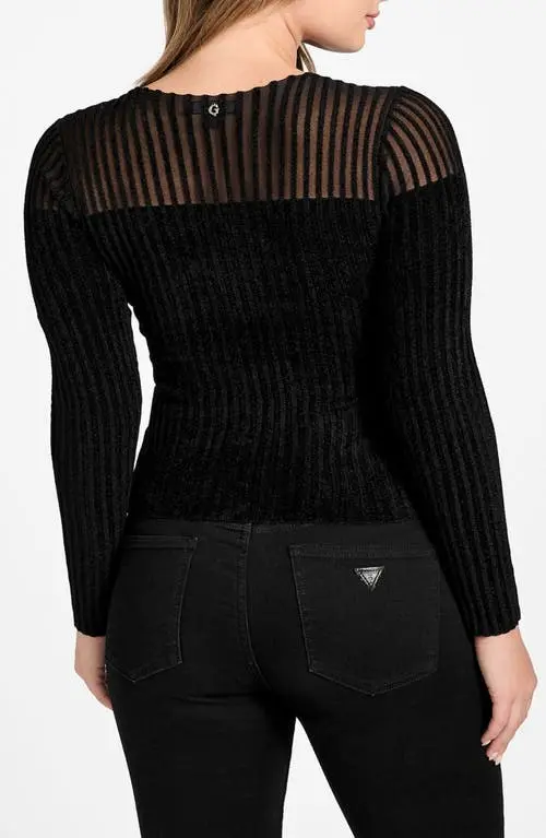 Guess Rib Chenille Sweater - Black-black