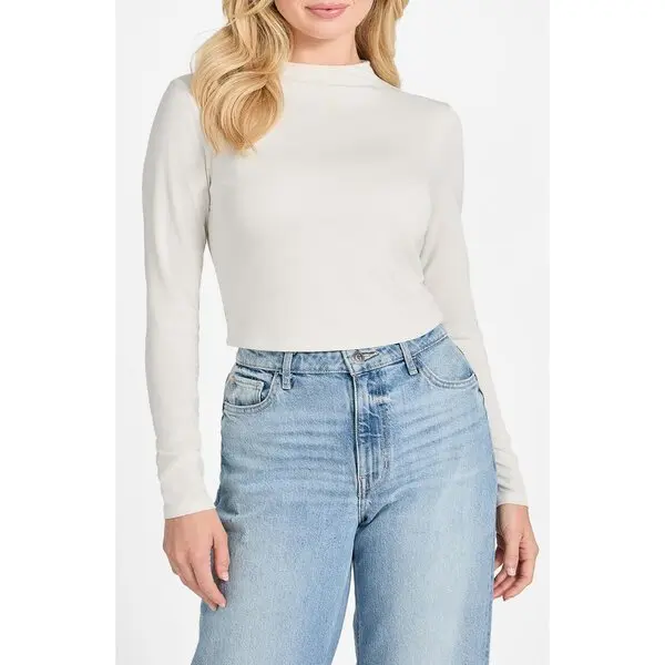 Guess Elyana Mock Neck Top - Natural