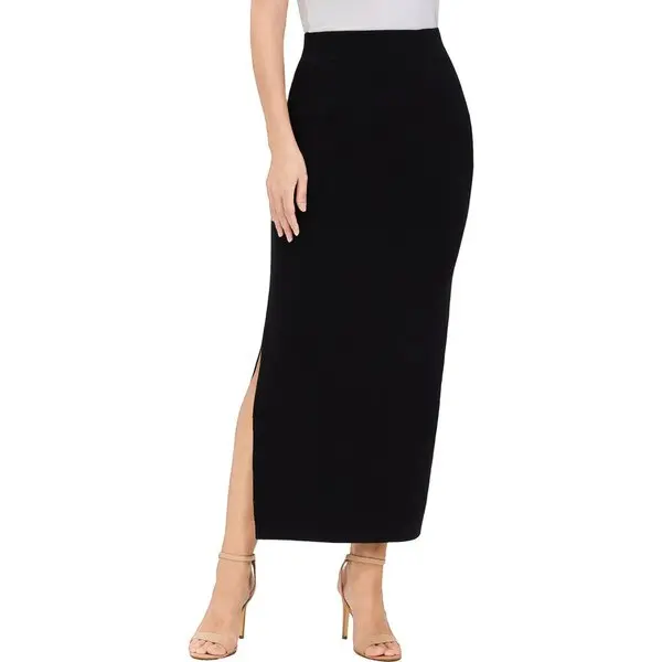 KIMI + KAI Side Slit Knit Maxi Skirt - Black