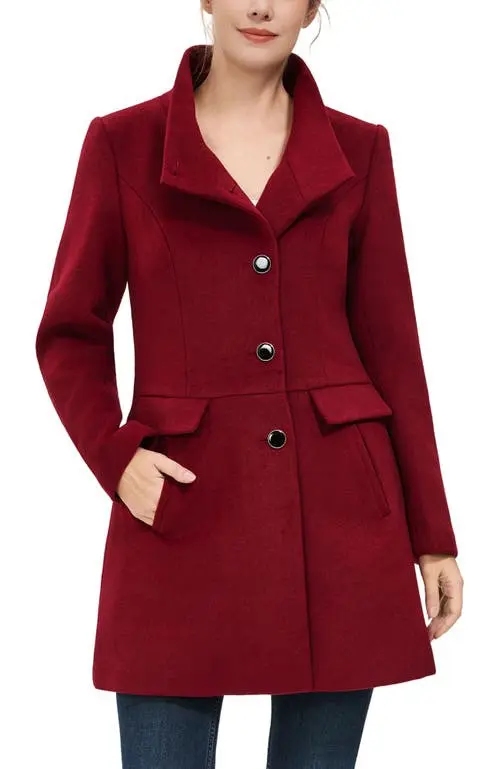 KIMI + KAI Olivia Wool Blend Walking Coat - Wine