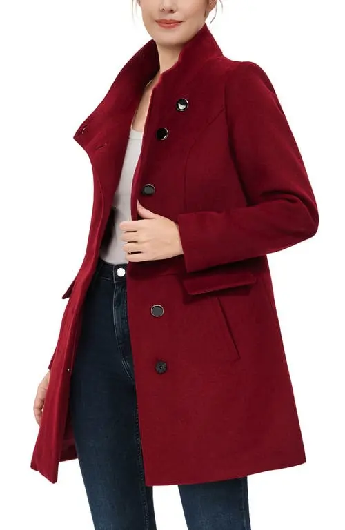 KIMI + KAI Olivia Wool Blend Walking Coat - Wine