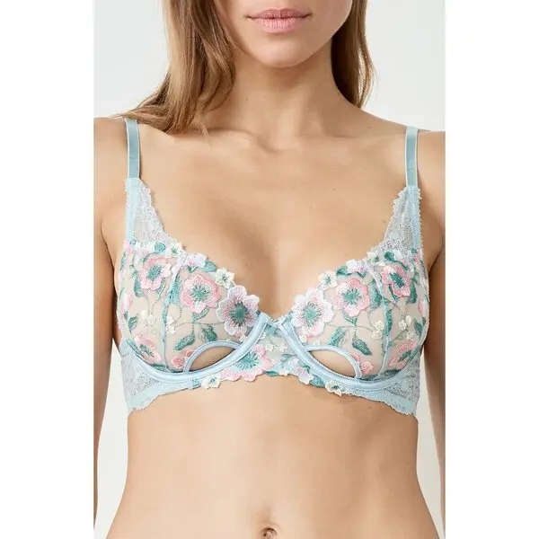 ETAM Allure Classique Embroidered Underwire Bra - Blue Lagon