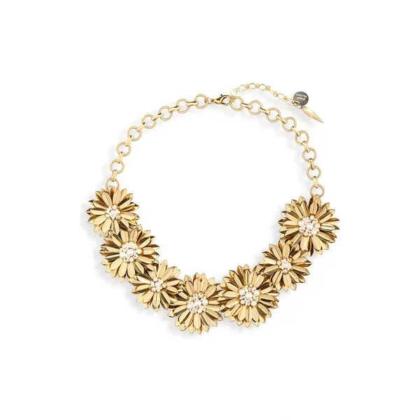 Deepa Gurnani Erena Flower Statement Necklace - Gold