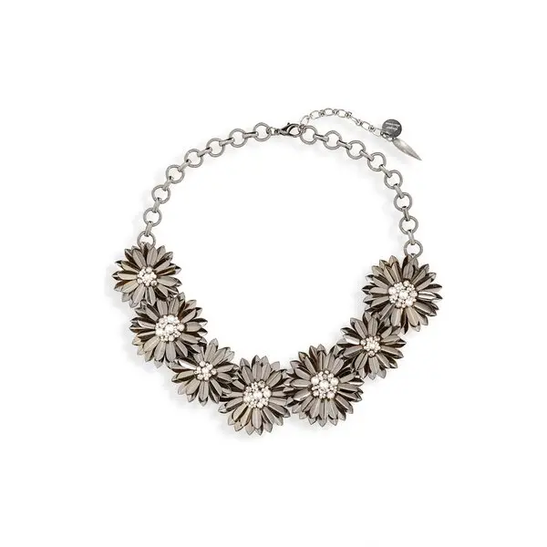 Deepa Gurnani Erena Flower Statement Necklace - Gunmetal
