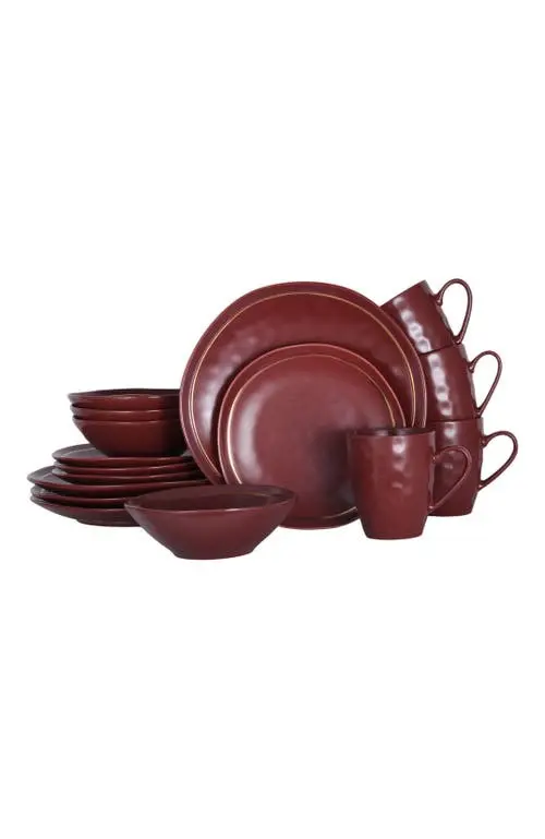 STONE + LAIN Clara Porcelain 16-piece Dinnerware Set - Burgundy