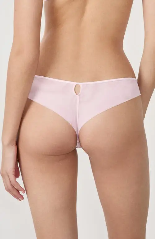 ETAM Prelude Embroidered Tulle Tanga - Powder Pink