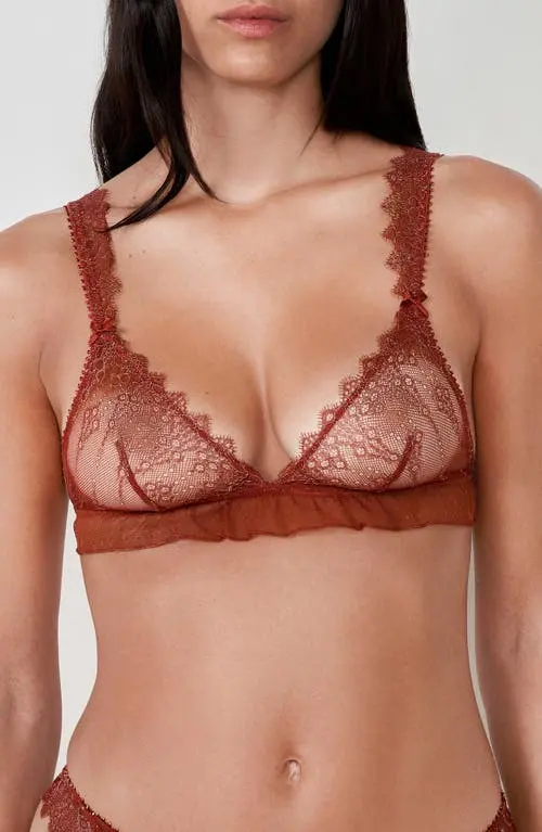 ETAM Allusion Ruffle Lace Bralette - Brown