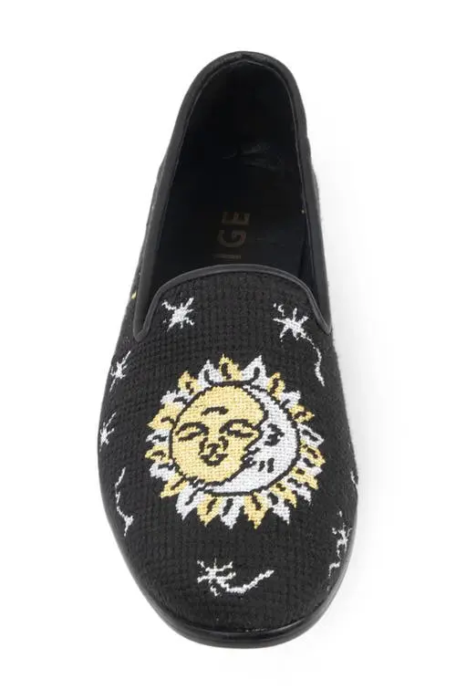 BYPAIGE Celestial Zodiac Needlepoint Loafer - Black