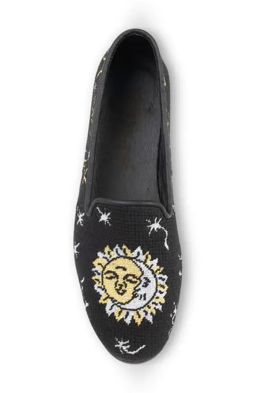 BYPAIGE Celestial Zodiac Needlepoint Loafer - Black