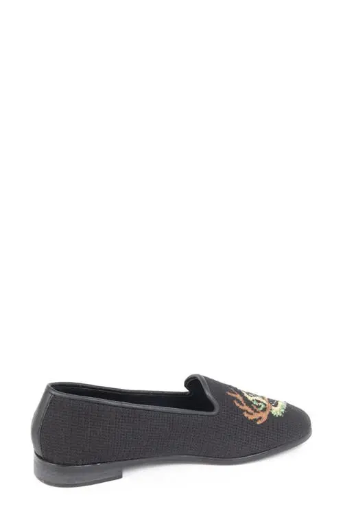 BYPAIGE Antler Crest Needlepoint Loafer - Black