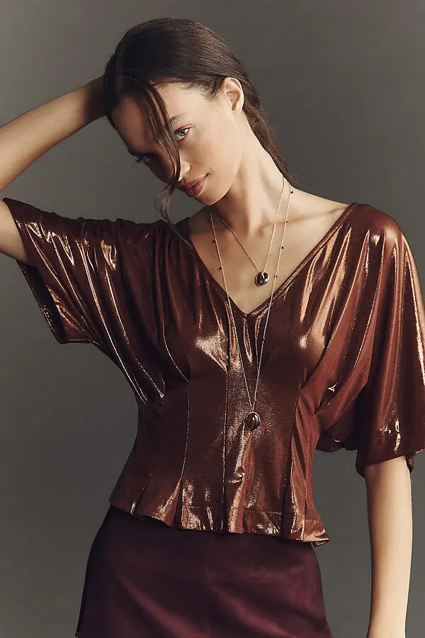Maeve Pleated Dolman Top - Copper