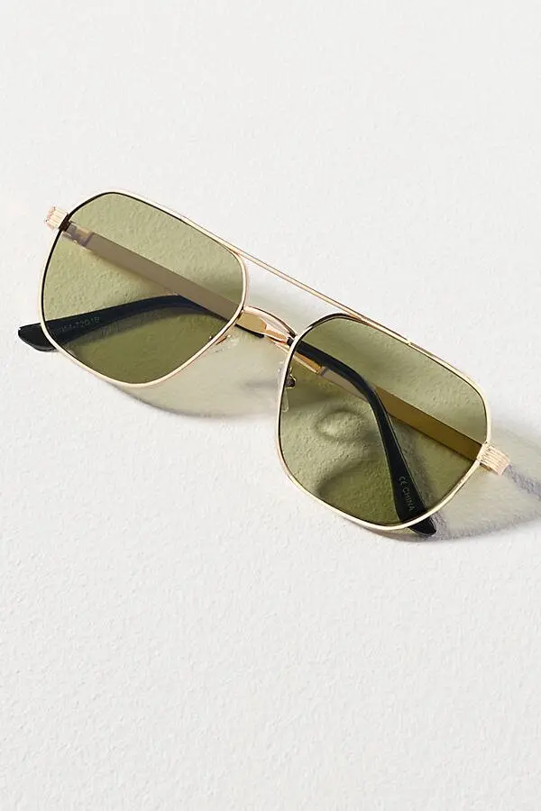 EYEKING Slim Aviator Sunglasses - Gold/green