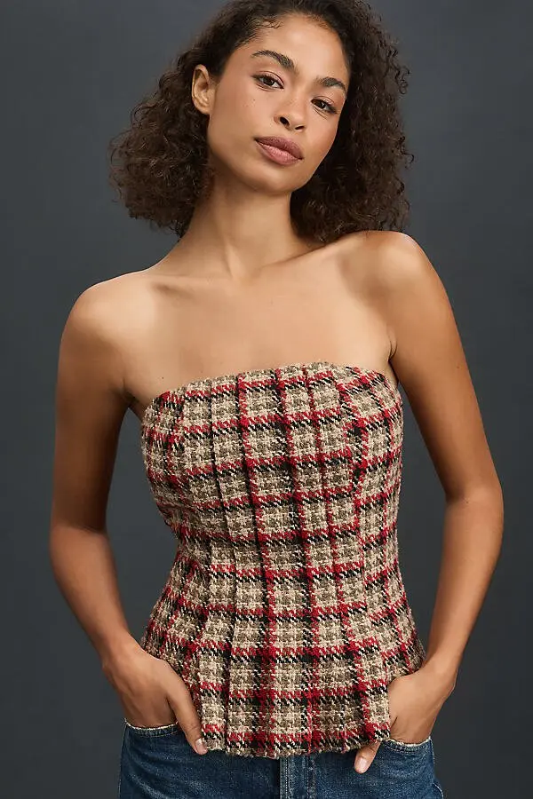 MARE MARE Strapless Plaid Top