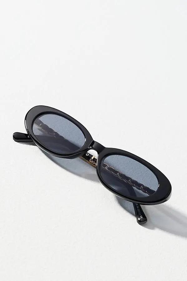 EYEKING Slim Oval Chain Sunglasses - Black