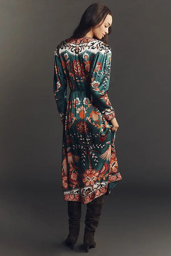 knee length dresses for ladies FARM RIO Toucans Scarf Maxi Dress In Multi