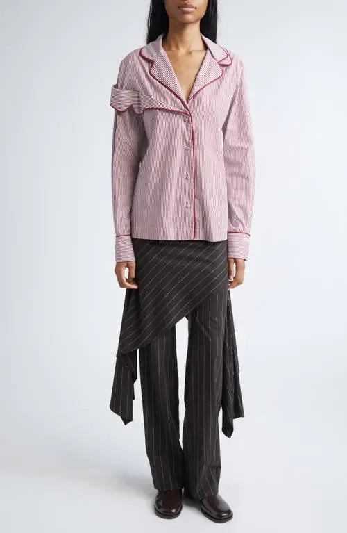 Monse Deconstructed Pinstripe Stretch Wool Skirt Pants - Brown