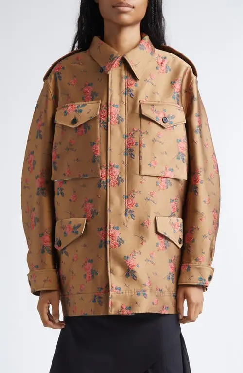 Monse Floral Embroidered Satin Utility Jacket