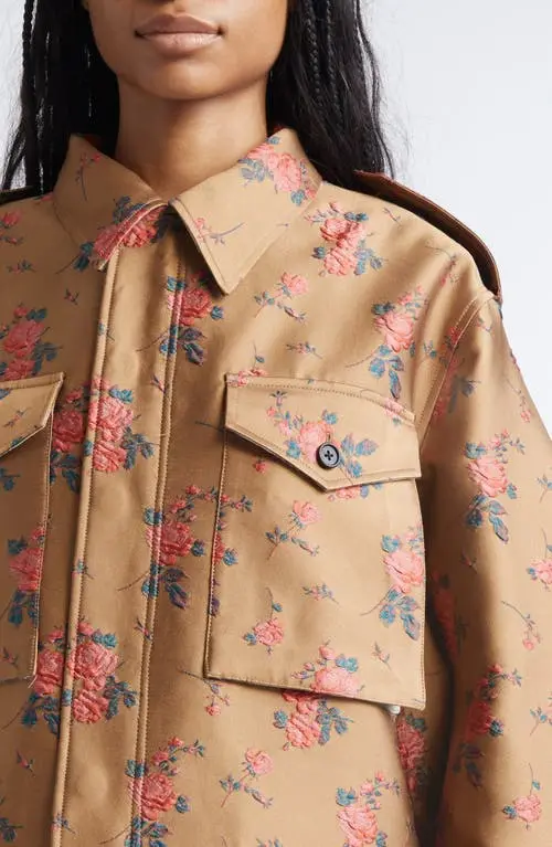 Monse Floral Embroidered Satin Utility Jacket