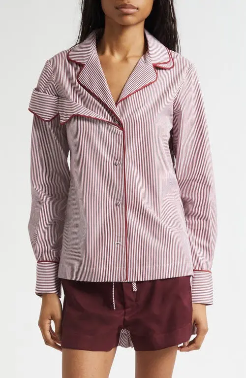 Monse Deconstructed Pajama Top - Burgundy/white